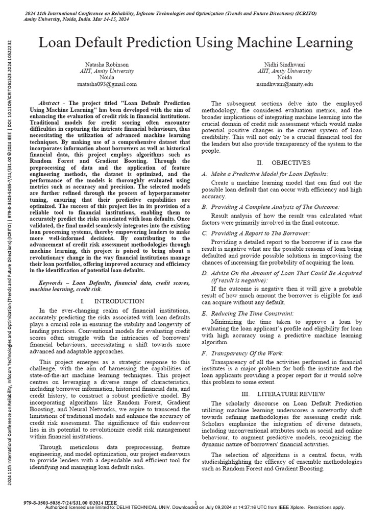 Loan Default Prediction Using Machine Learning | PDF | Machine Learning | Statistical Classification