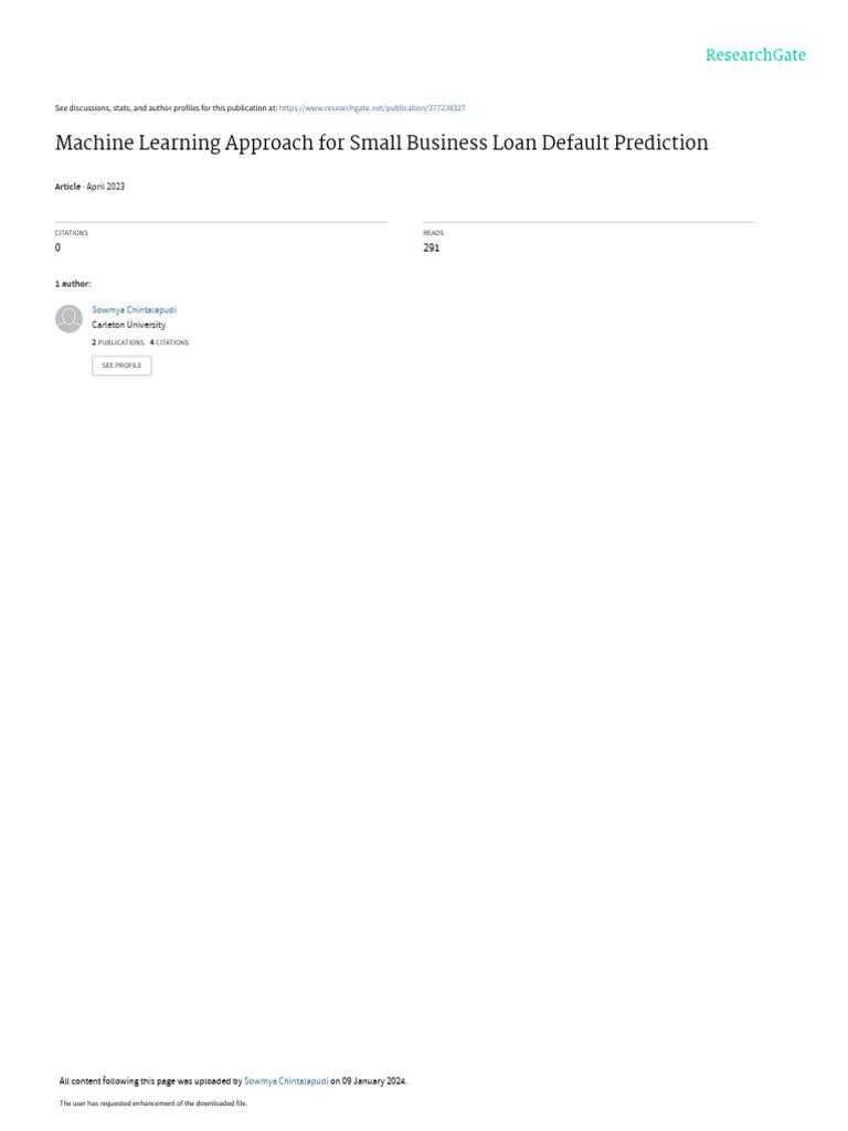 Machine Learning Approachfor Small Business Loan Default Prediction | PDF | Receiver Operating ...