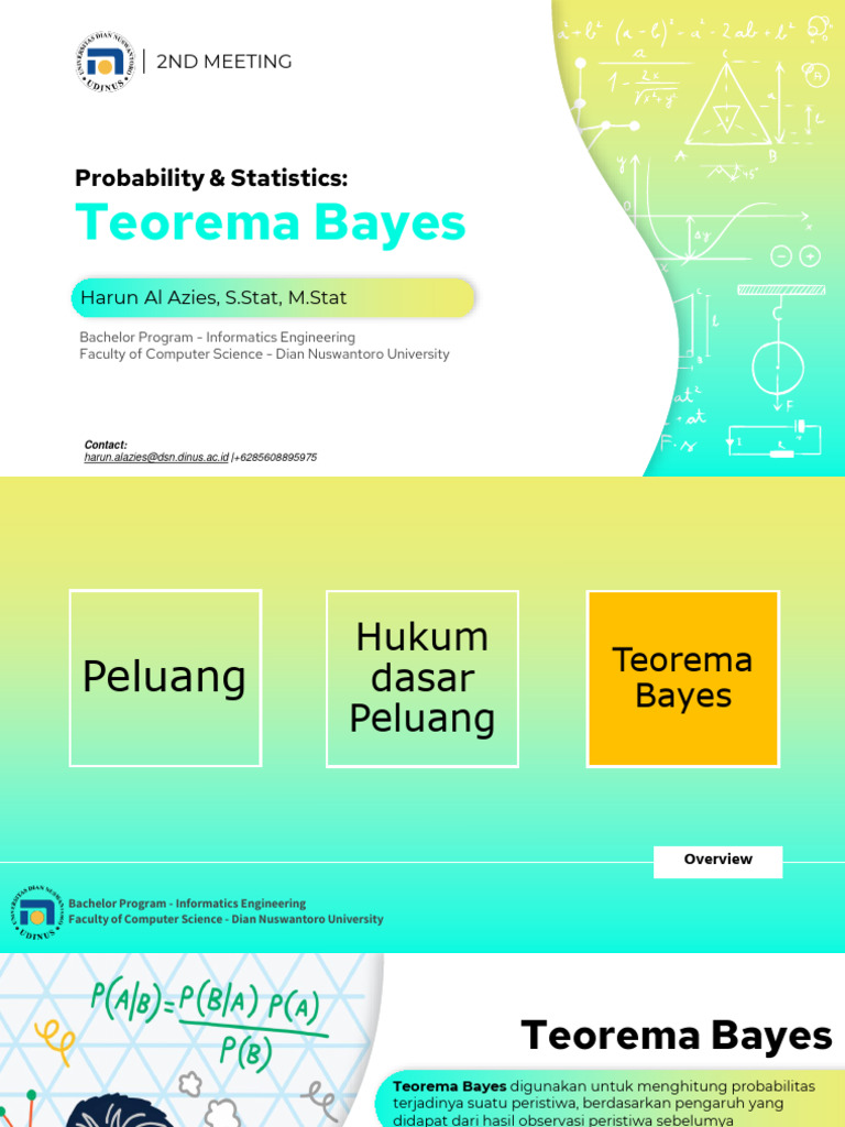 Probabilitas Statistik Pertemuan 2 Teorema Bayes | PDF