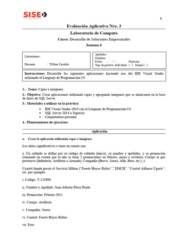 Evaluacion Aplicativa Nro3 Capas e Imagenes | Descargar gratis PDF | Servidor SQL de Microsoft ...