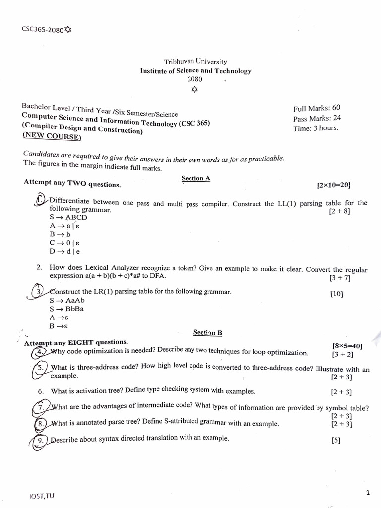2080 Papers 76 Batch | PDF | Parsing | Compiler