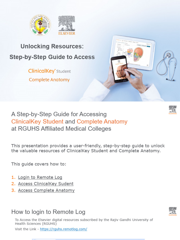 How To Access Elsevier Resources For RGUHS Colleges Final | PDF | Login | Mobile App