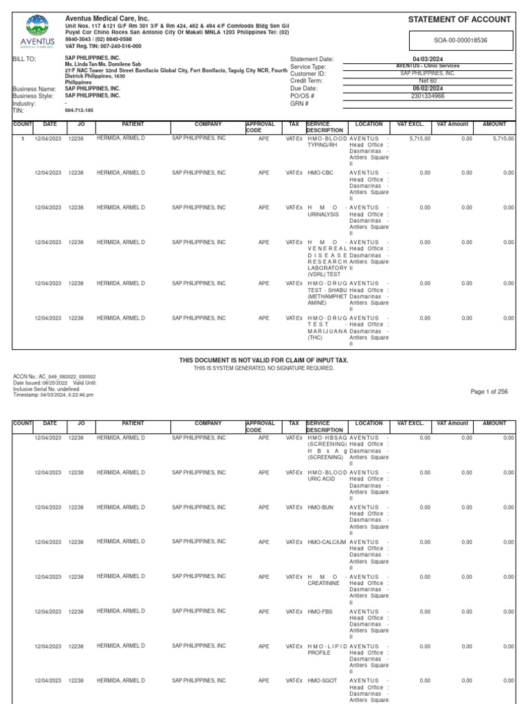 SAMPLE - PO Bill Multilines | PDF