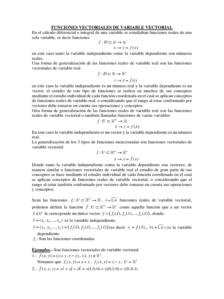 Función Vectorial de Vectores MIII 24 I | Descargar gratis PDF | Vector Euclidiano | Espacio ...