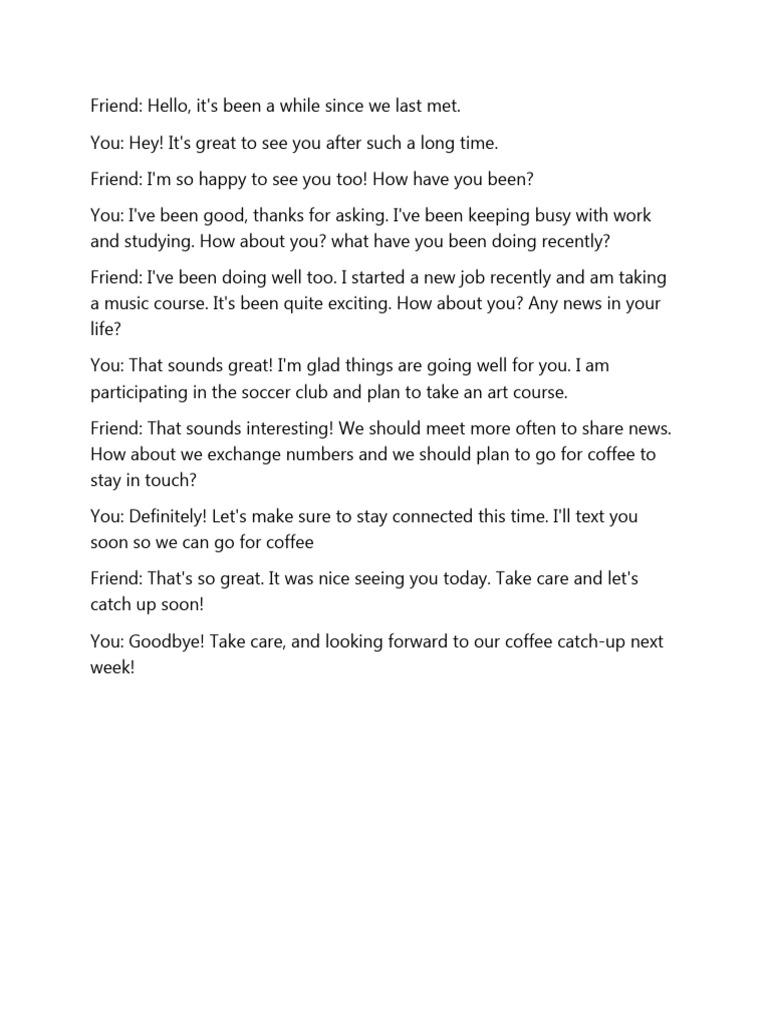 Catching Up with Friends: A Conversation | PDF | Lifestyle