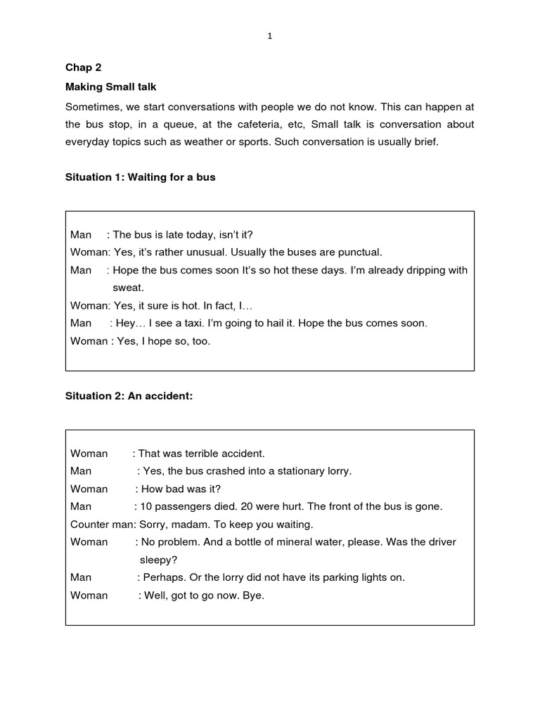 ELC650 - Making Small Talk | PDF | Communication | Cross Cultural ...