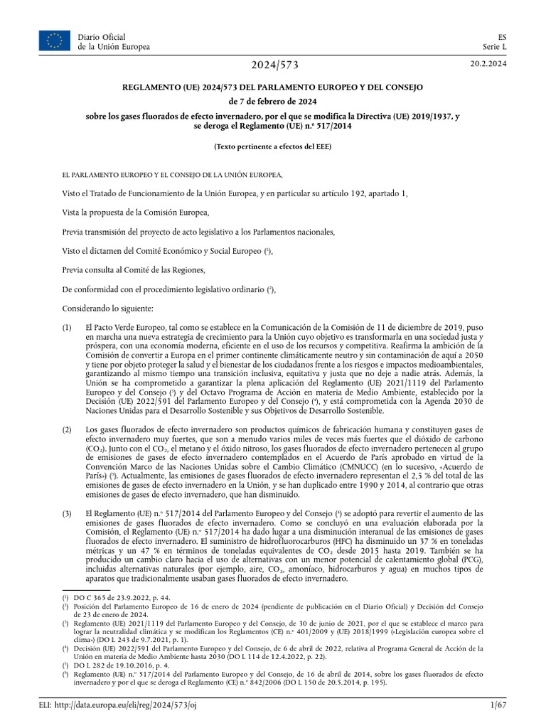Oj L 202400573 Es TXT | PDF | Gases de efecto invernadero | Dióxido de ...