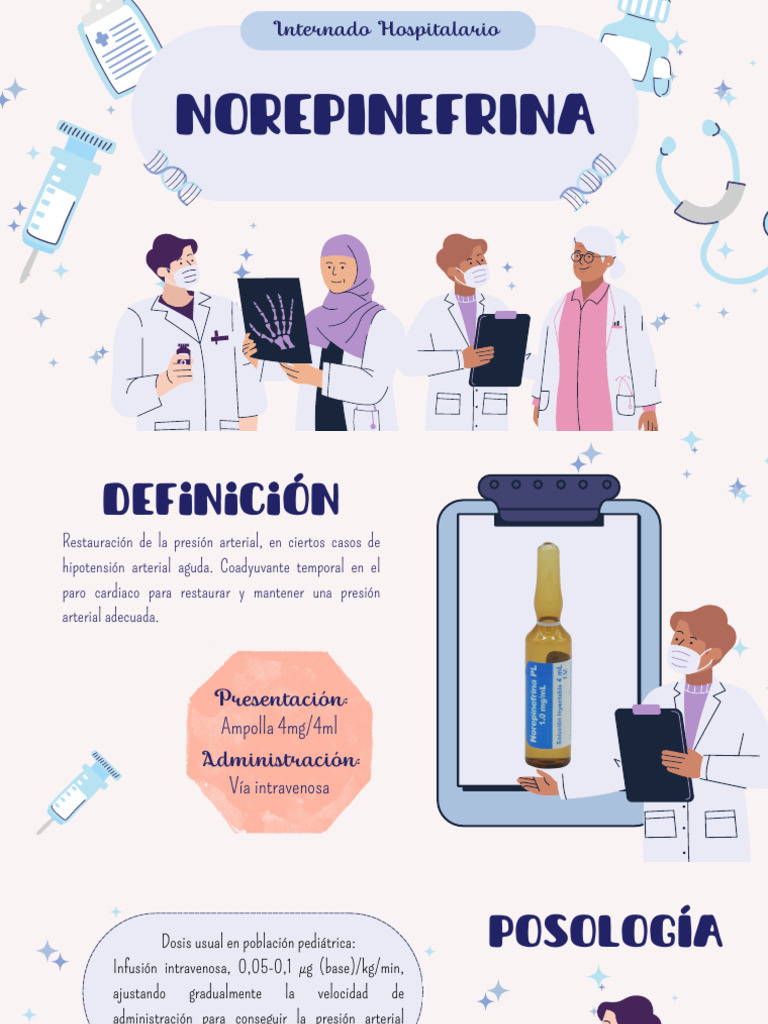 Norepinefrina. Exposición. | PDF | Infarto de miocardio | Farmacocinética