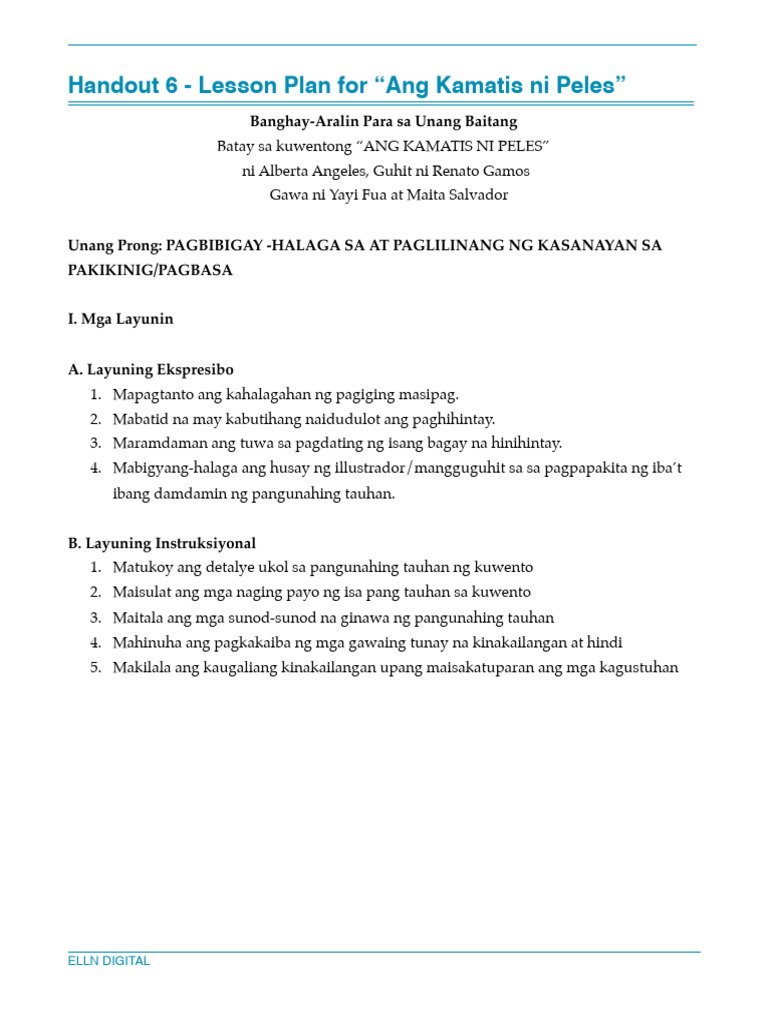 M2L3 Handout6 Lesson Plan Kamatis Ni Peles | PDF