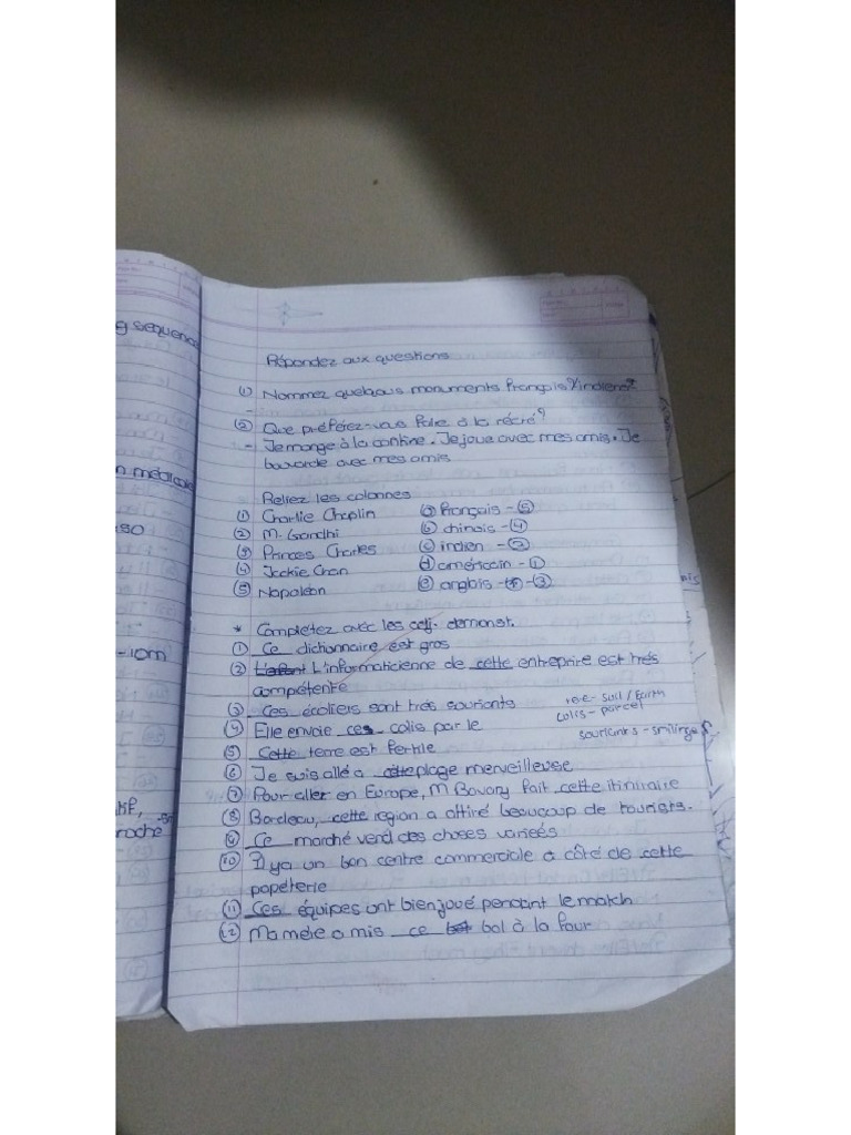French 9th NB Work | PDF