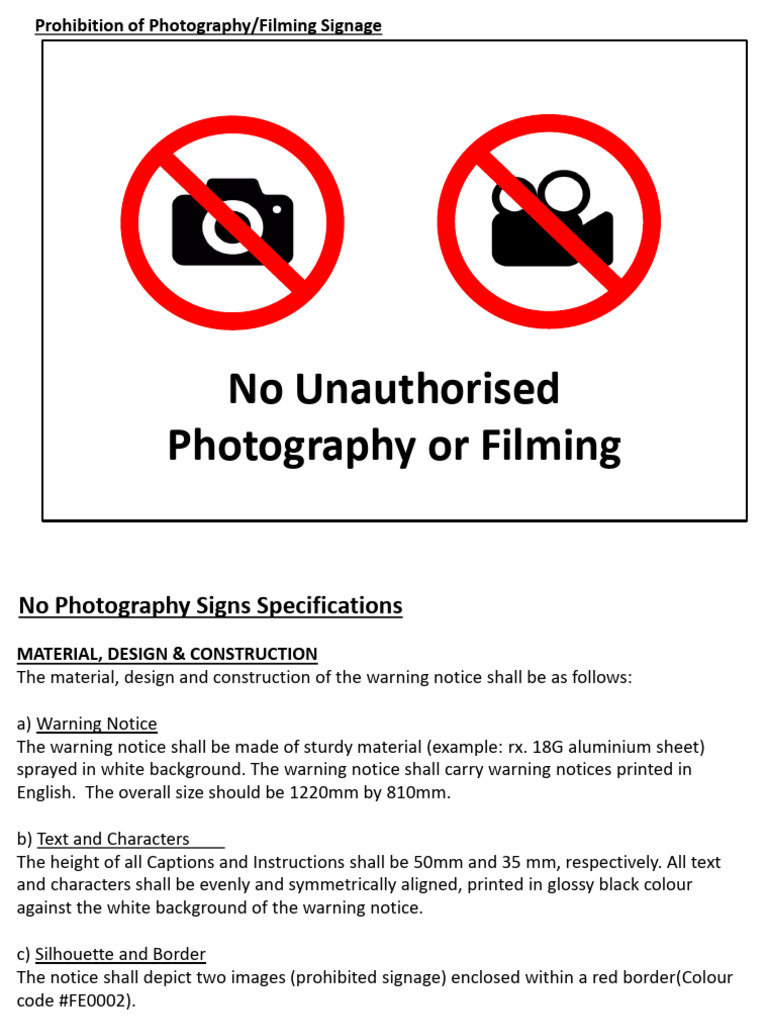 No Unauthorized Photography Signage | PDF