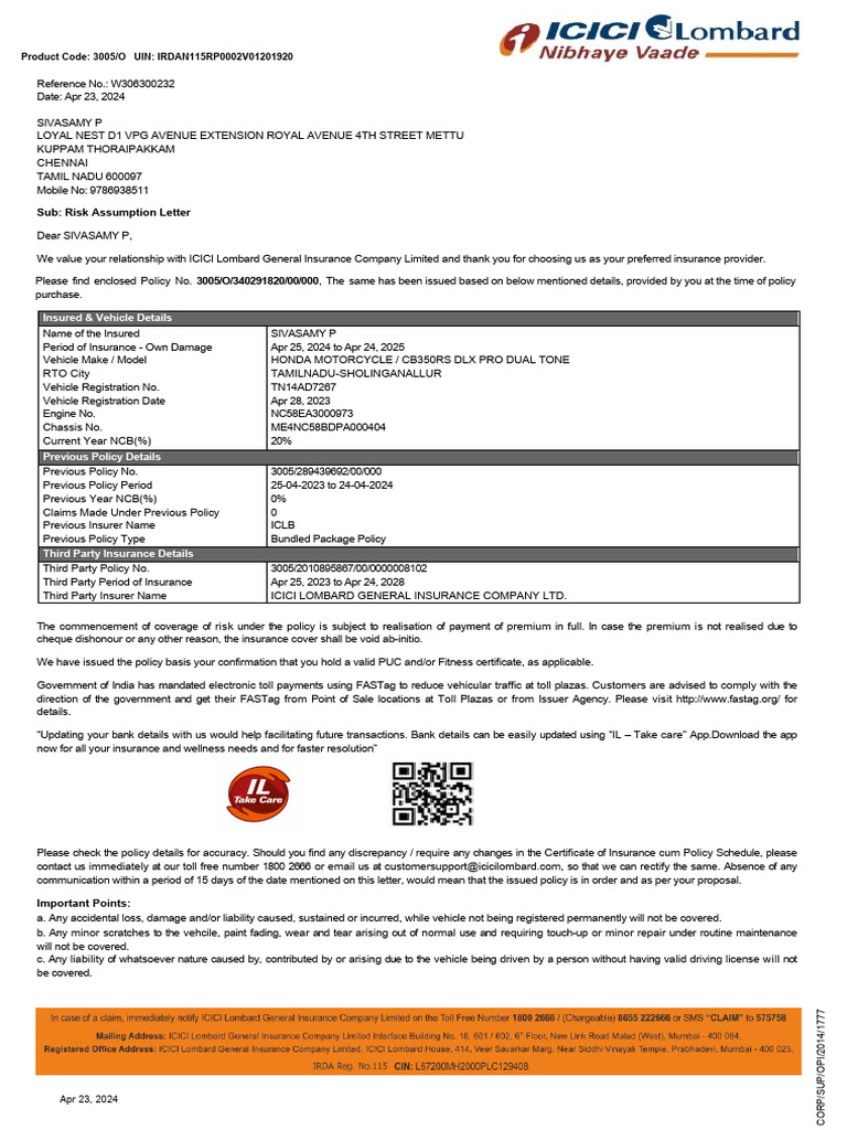 Policy Details | PDF | Insurance | Pro Rata