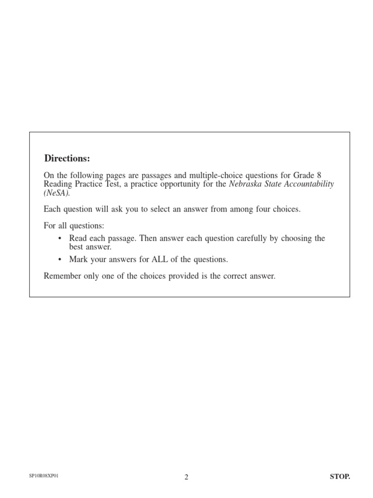 Grade 8 NeSA Reading Practice Test | PDF | Shoe | Sneakers