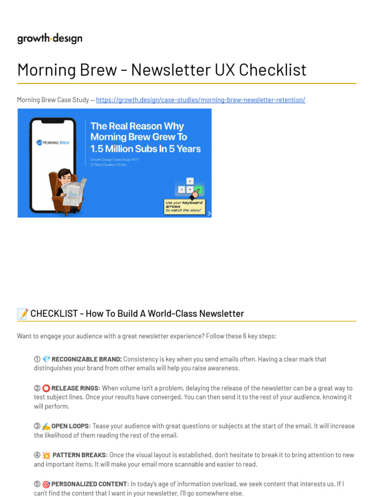Morning Brew Newsletter UX Guide | PDF | Communication | Mass Media