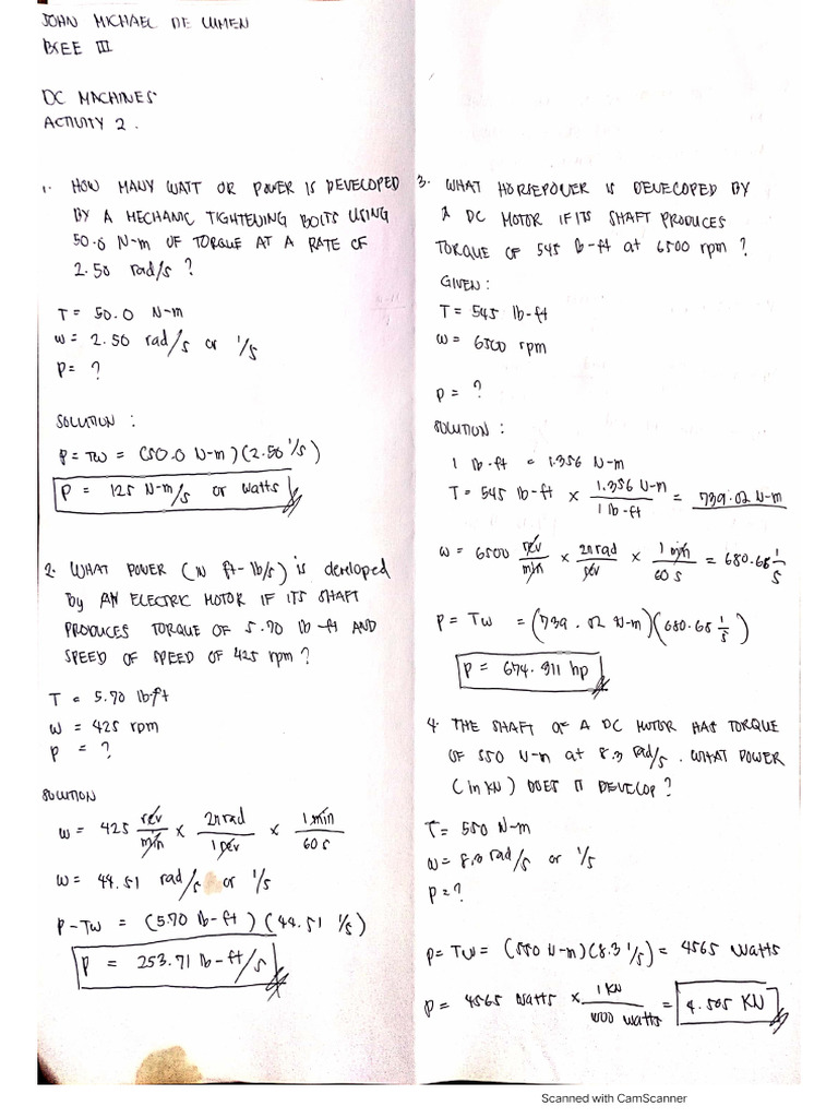 DC Machines - Act2, John Michael de Lumen | PDF