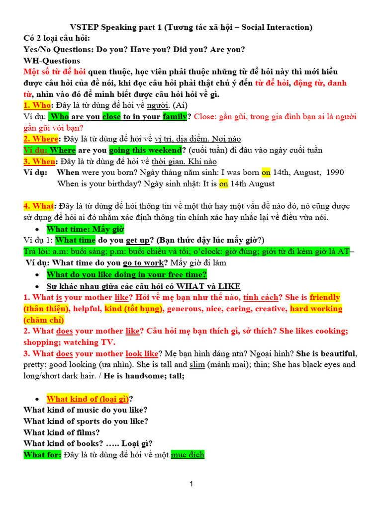 Speaking Part 1 | PDF