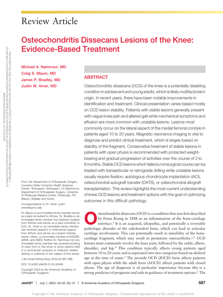 Osteochondritis Dissecans Lesions of The Knee .2 | PDF | Knee ...