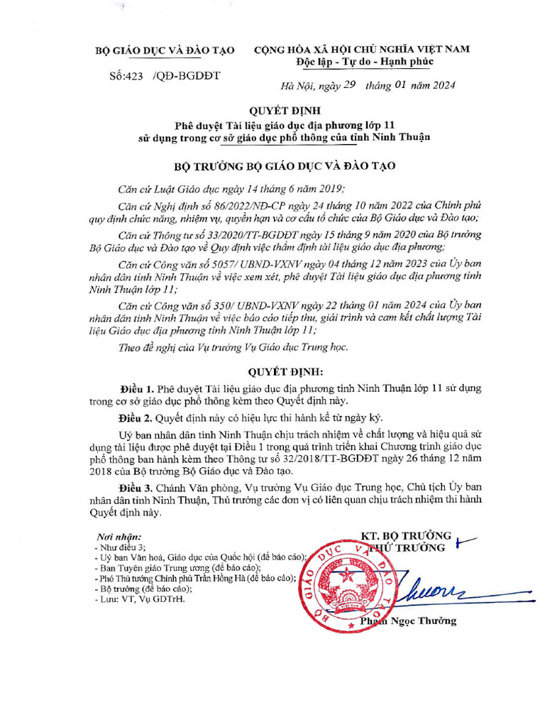 Ninh Thuan - Tai Lieu GDDP Lop 11 | PDF