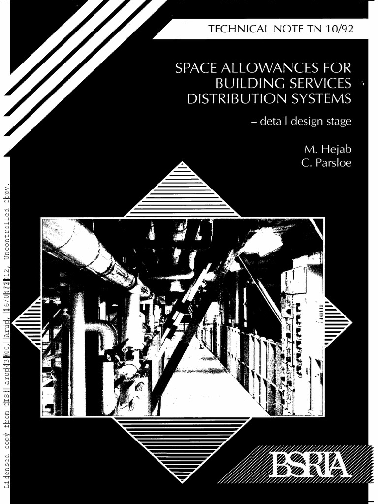 BSRIA TN 10 - 92 Space Allowances For Building Services Plant - Detail ...