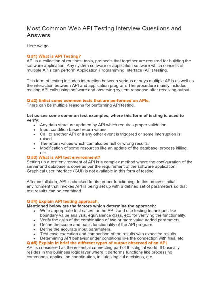 Most Common Web API Testing Interview Questions and Answers | PDF ... Most Common Web API Testing Interview Questions and Answers | PDF ...