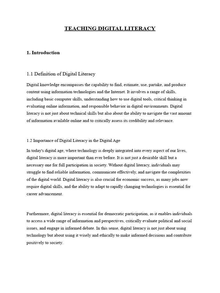 Teaching Digital Literacy | PDF | Curriculum | Literacy