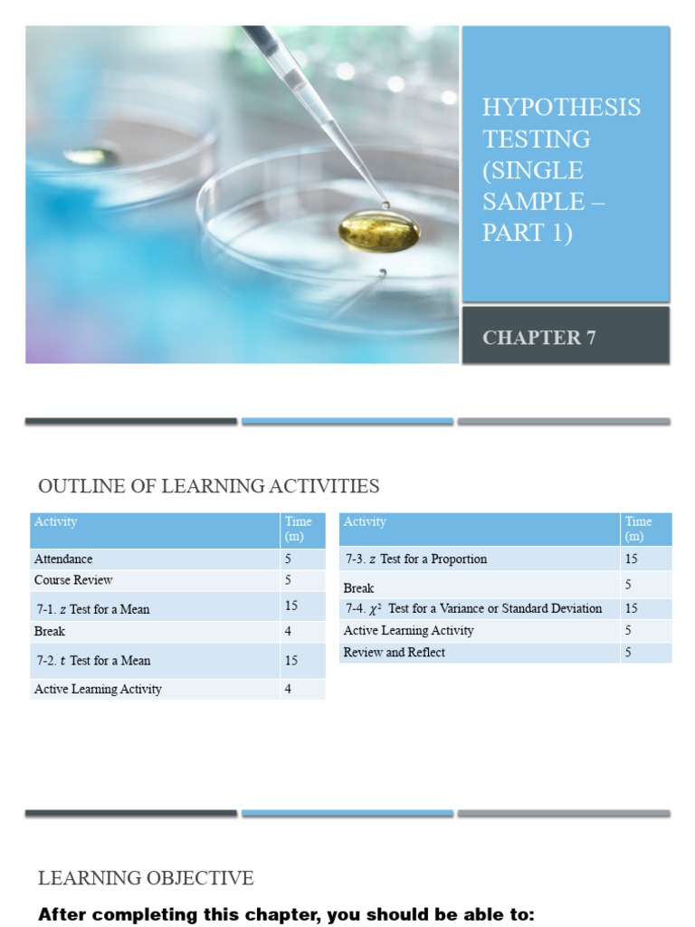 Chapter 7 Hypothesis Testing Part 1 FAL | PDF | Statistical Hypothesis ...
