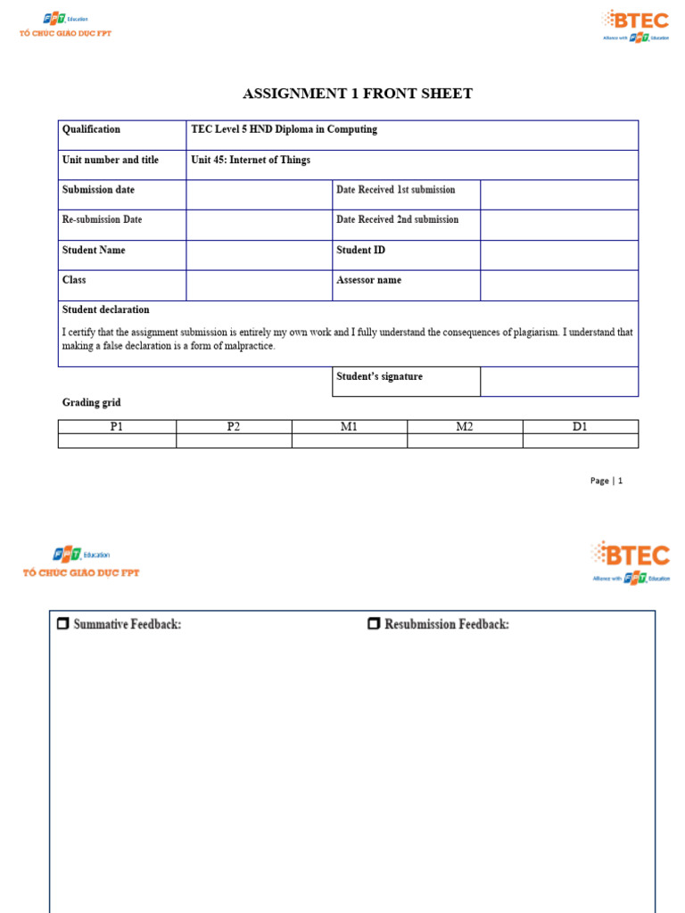 45-IoT - Assignment 1 Frontsheet 7481 | PDF | Internet Of Things ...