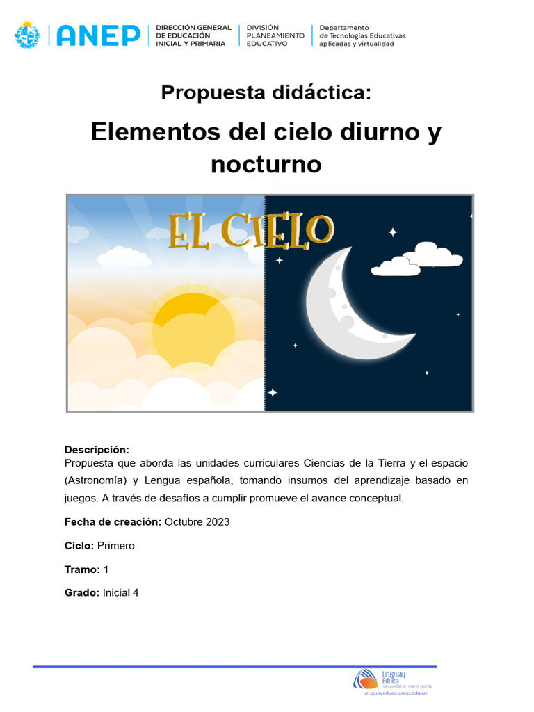 Elementos Del Cielo Diurno y Nocturno (Propuesta Didáctica) | PDF ...