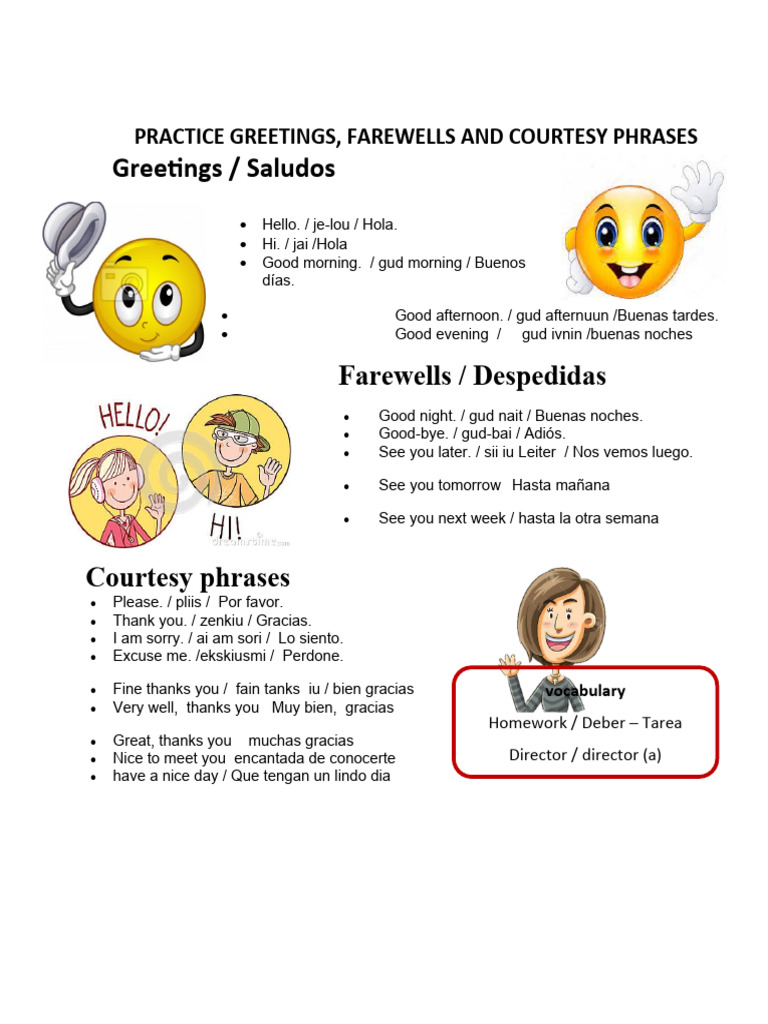 3 Lesson 3 - 1 PRACTICAMOS LOS Saludos, Despedidas y Frases de Cortesía ...