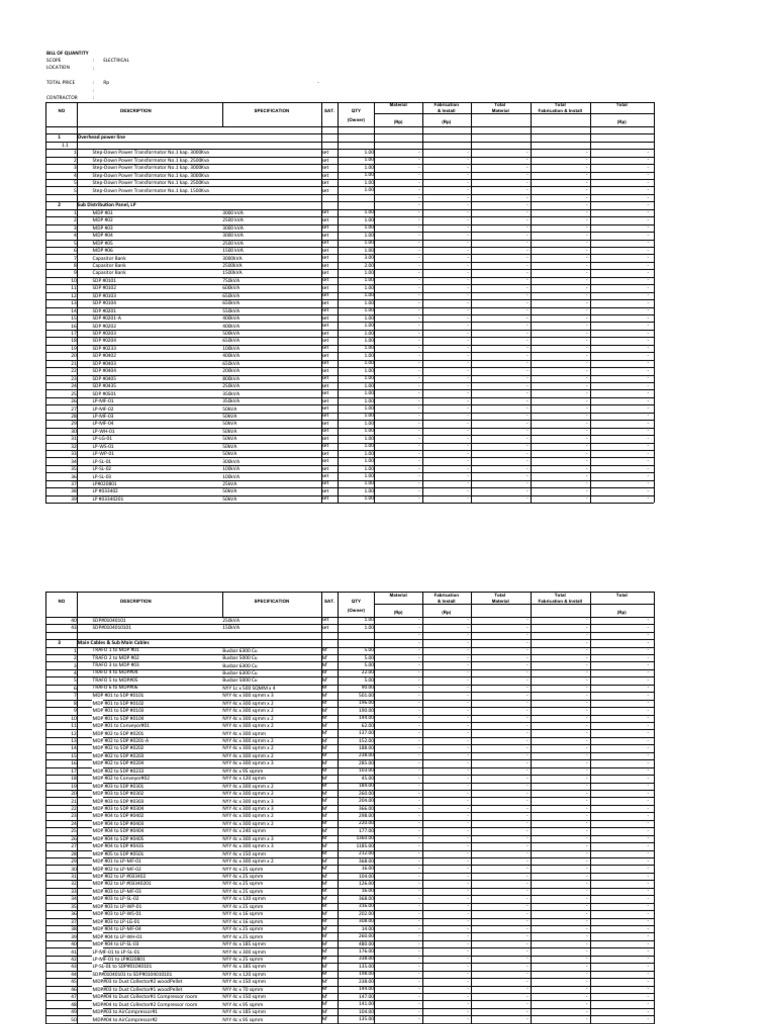 BOQ Electrical A | PDF | Gas Technologies | Energy Technology