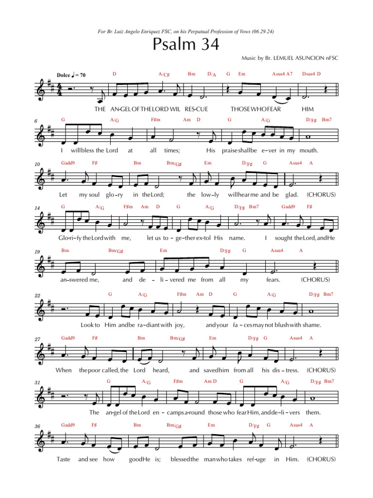 Psalm 34 (Lemuel Asuncion NFSC 2024) | PDF