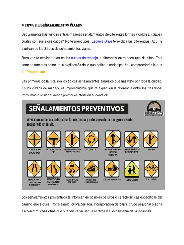 3 Tipos de Señalamientos Viales | PDF | La carretera | Peatonal