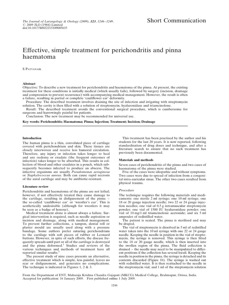 Pericondrite Artigo | PDF | Syringe | Injection (Medicine)