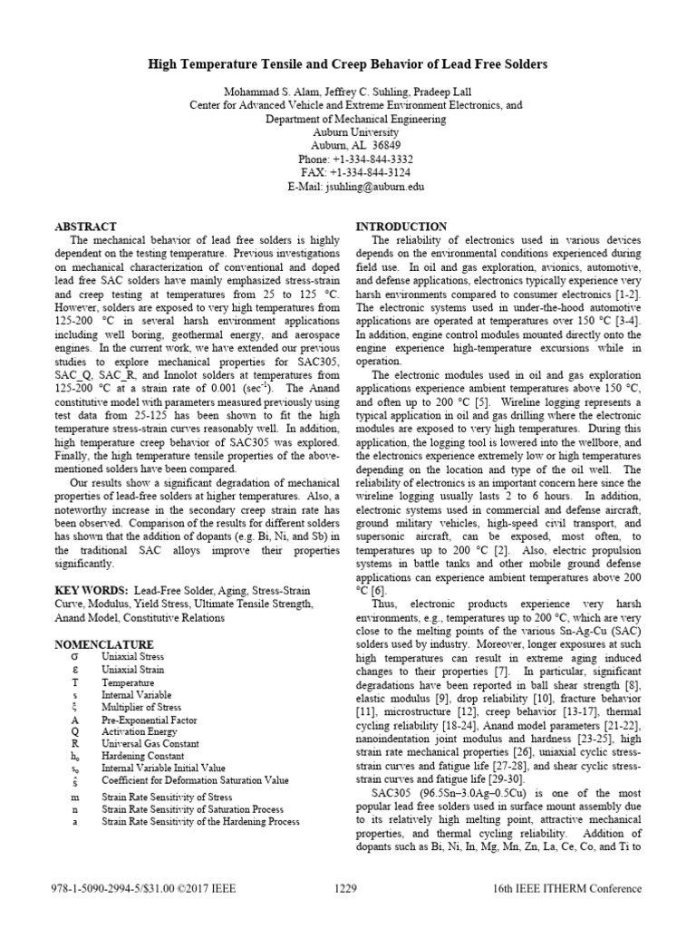 High Temperature Tensile and Creep Behav | PDF | Creep (Deformation ...