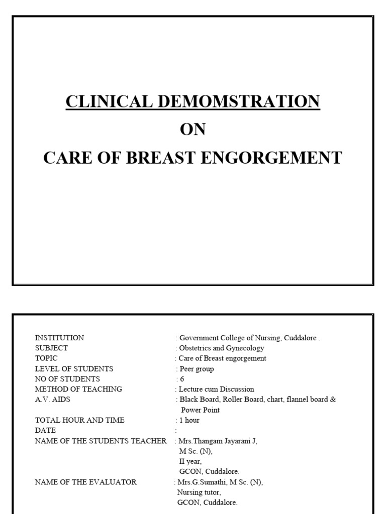 Clinical Demo-Care of Br engorgement | PDF | Breastfeeding | Breast