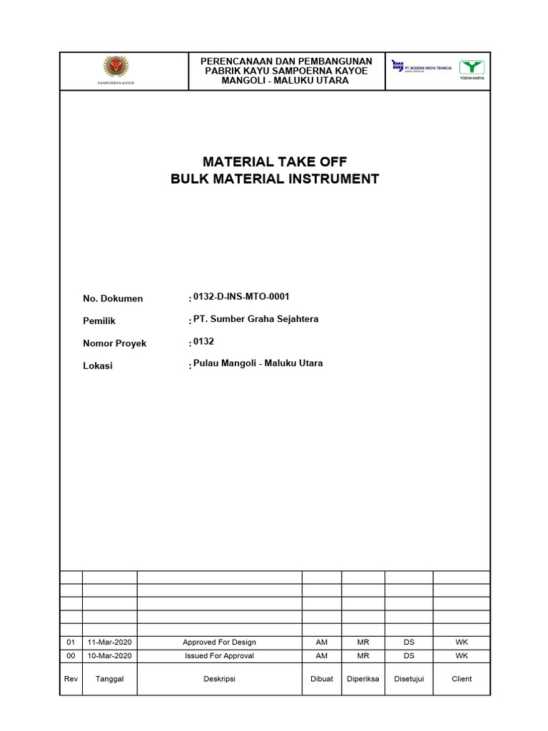 0132 D INS MTO 0001 - Rev01 MTO Instrument Bulk Material | PDF | Pipe ...
