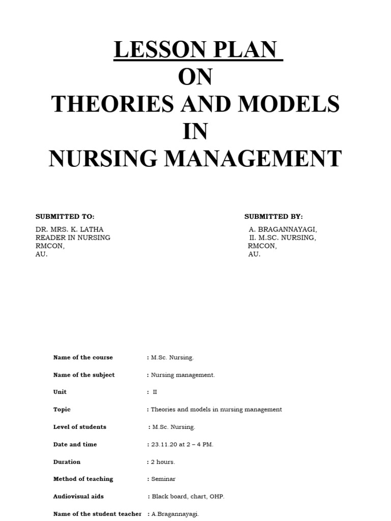 22.LESSON PLAN ON NURSING MANAGEMENT | PDF | Theory | Motivation