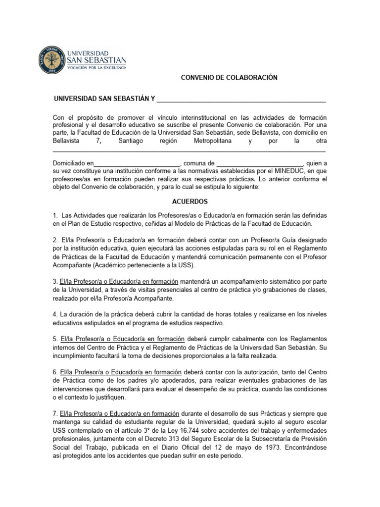 Convenio De Colaboración Stgo Pdf Maestros Universidad