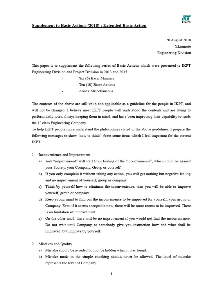 Extended Basic Actions 2018 | PDF | Mind