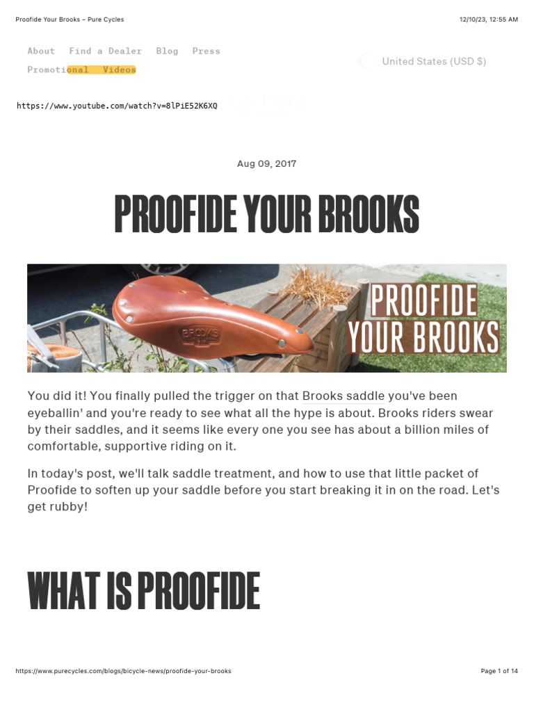 Proofide Your Brooks - Pure Cycles | PDF | Saddle