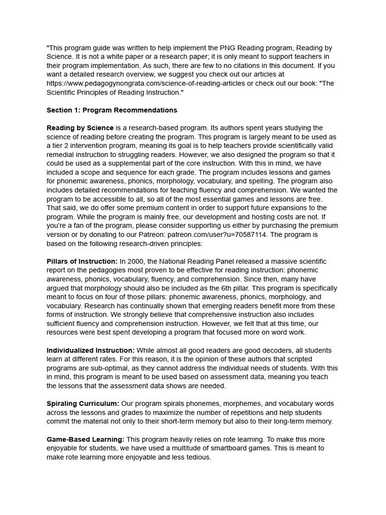 TheReadingbyScienceProgramGuide 1 | PDF | Phonics | Reading Comprehension