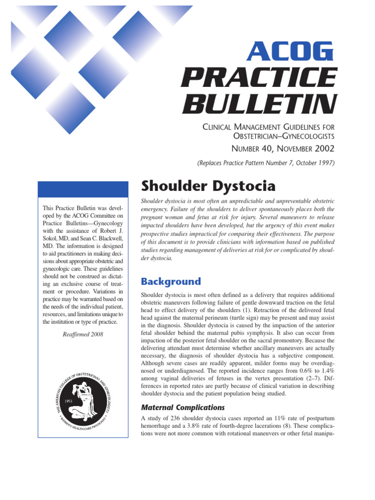 40 - Shoulder Dystocia | PDF | Childbirth | Maternal Health