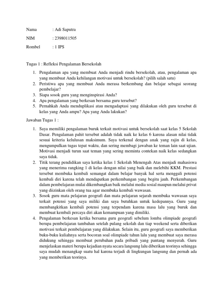 Adi Saputra - Topik 1 - Mulai Dari Diri - Filosofi Pendidikan Indonesia | PDF | Karier ...