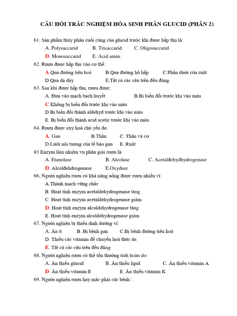 [123doc] - cau-hoi-trac-nghiem-hoa-sinh-phan-glucid-phan-2 | PDF