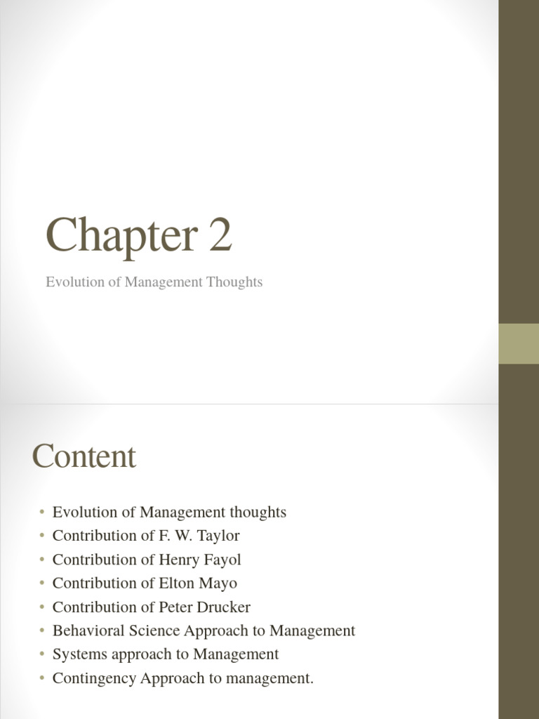 Chapter 2 Evolution of Management Thoughts | PDF | System | Behavioural Sciences