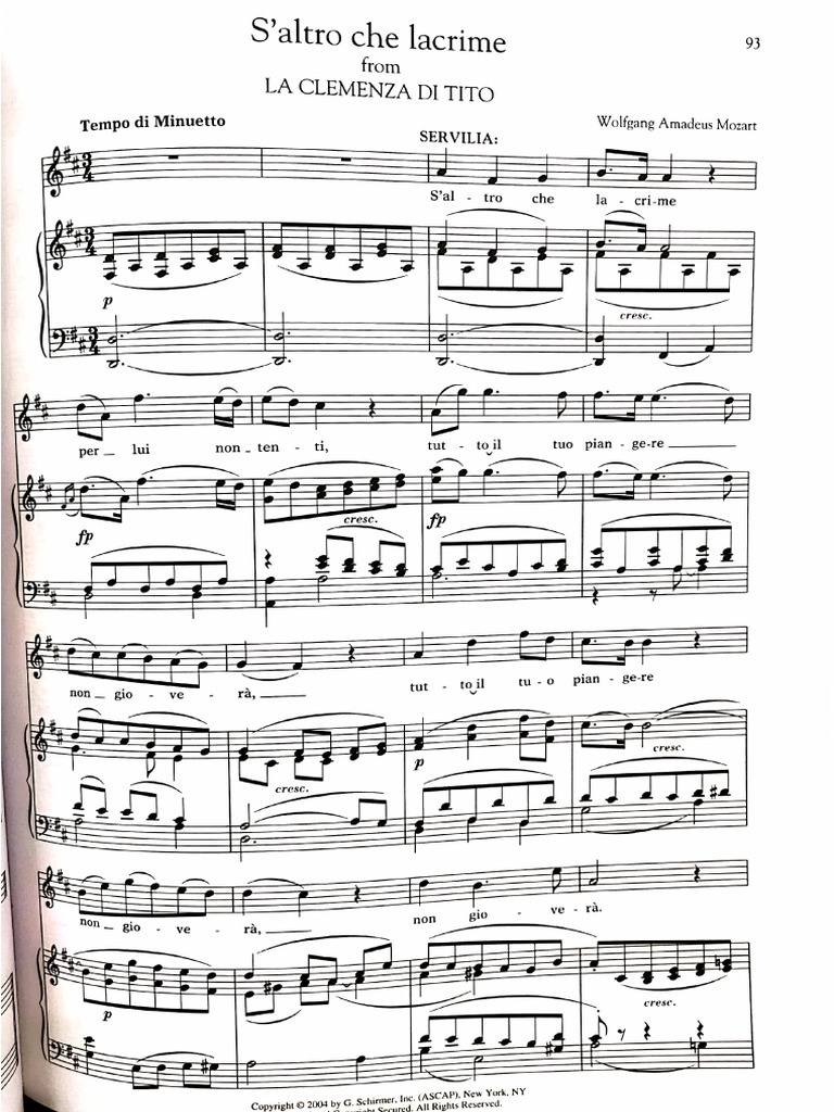 S'Altro Che Lacrime - Mozart | PDF