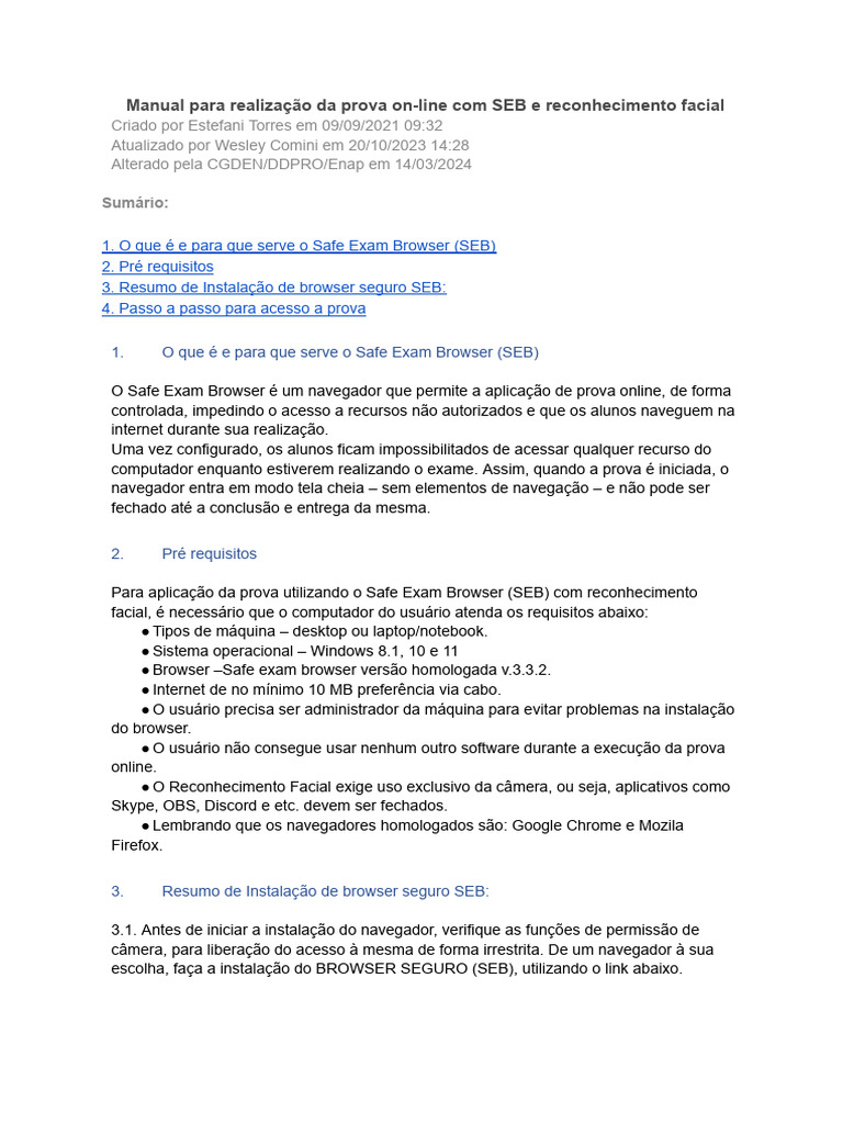 Guia para Prova Online com SEB | PDF | Software de aplicação | Notebook