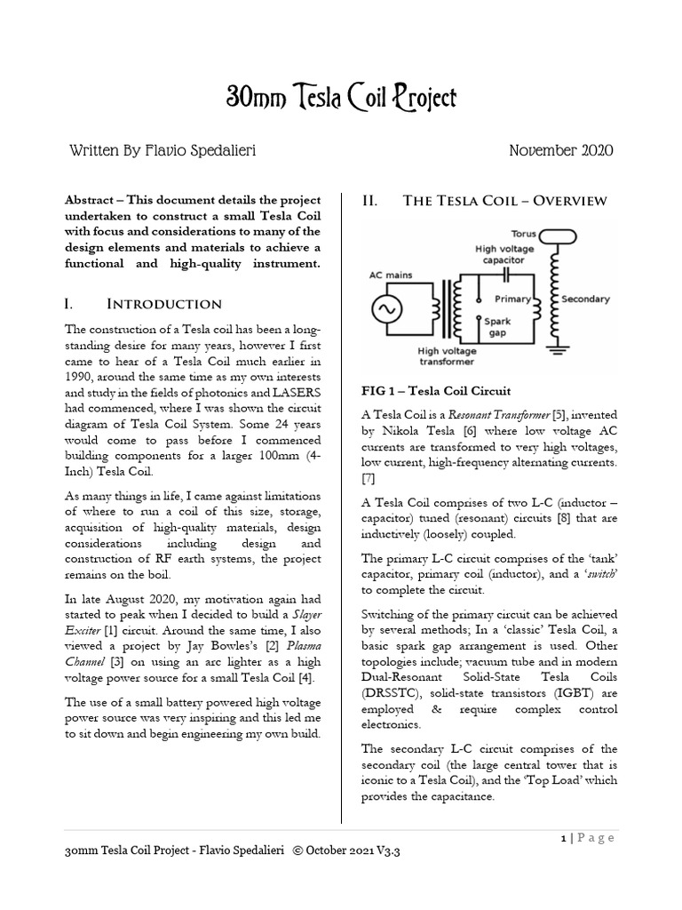 30mm Tesla Coil Project | PDF | Inductor | Transformer