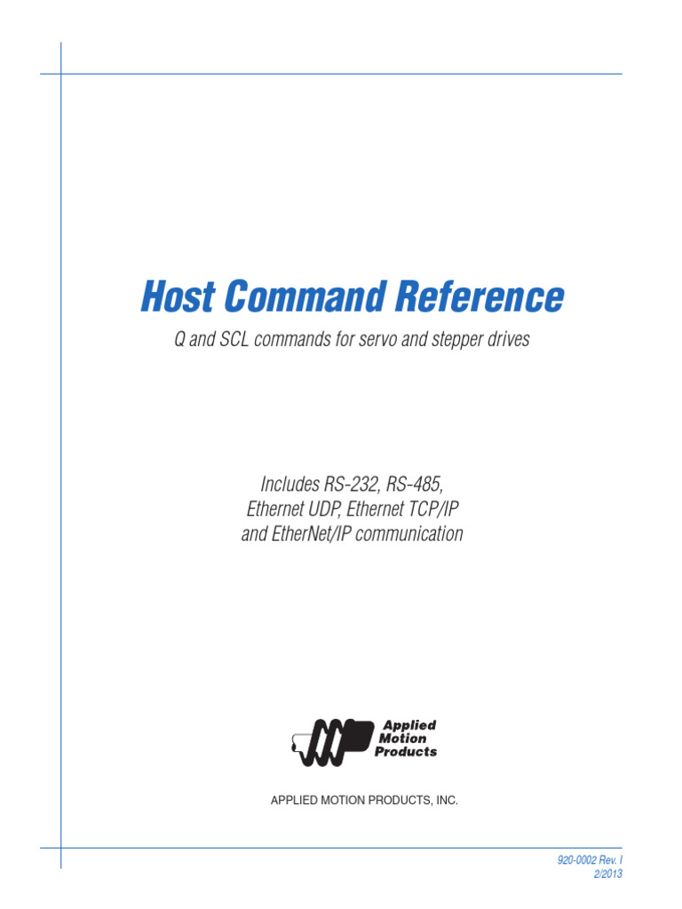 Host Command Reference Rev I | PDF | Transmission Control Protocol | Servomechanism