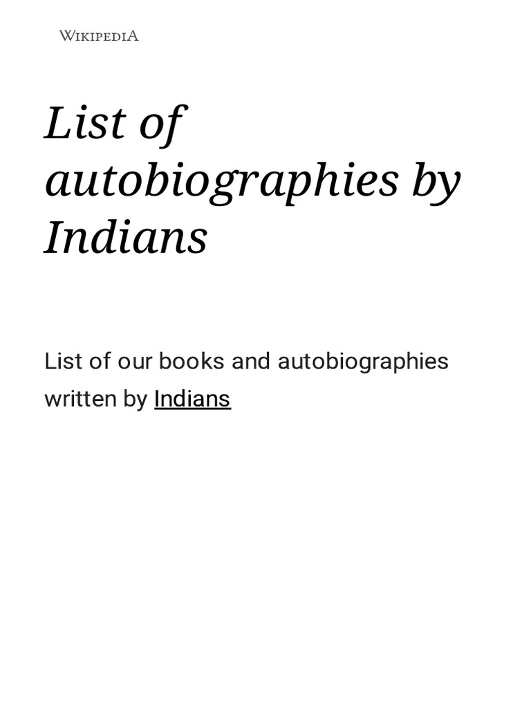 List of Autobiographies by Indians | PDF